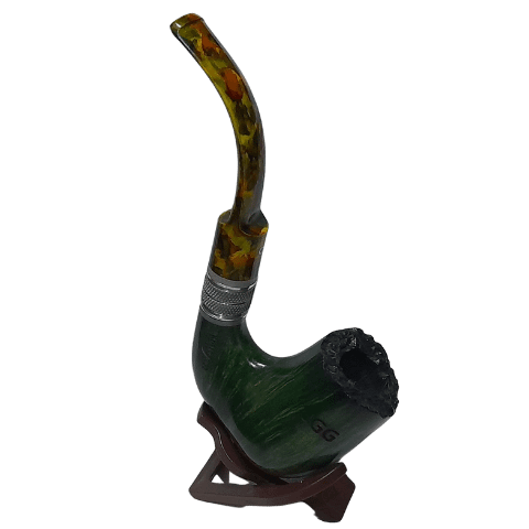 Italian Briar Green Full Bent with Live Edge Top - Kotzé Pipes