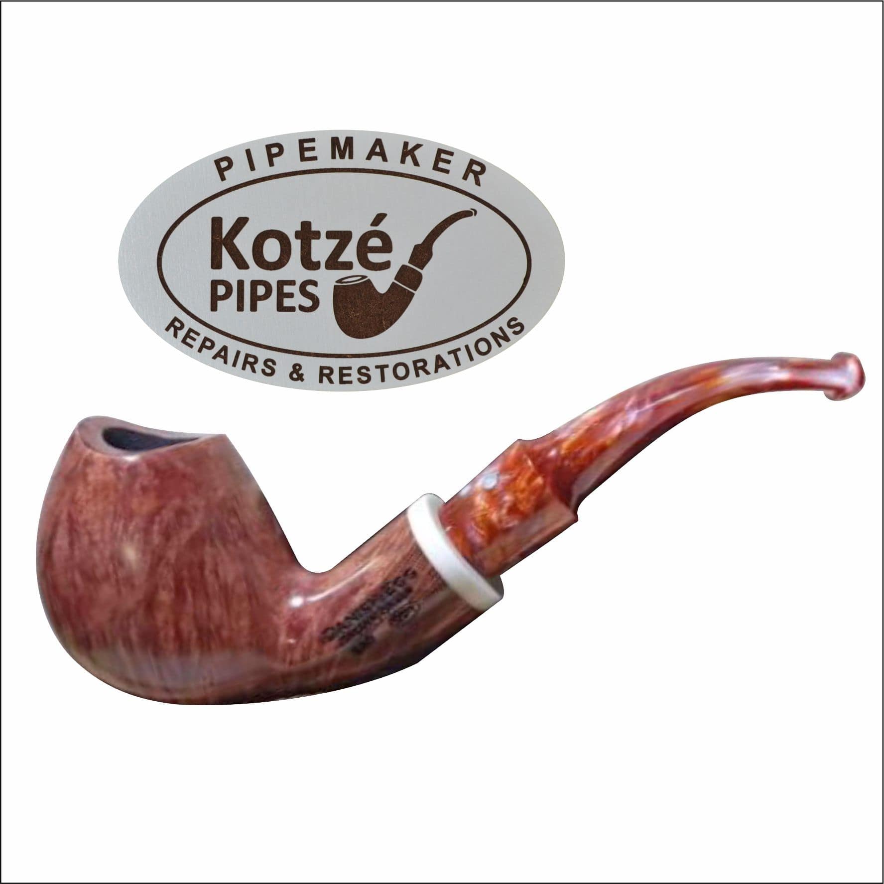 Danish Egg - Italian Briar - Quarter Bent SS-1 with White Accent Ring ...